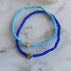 Blue Friendship Bracelet - Dark Blue or Light Blue Iridescent Finish ...