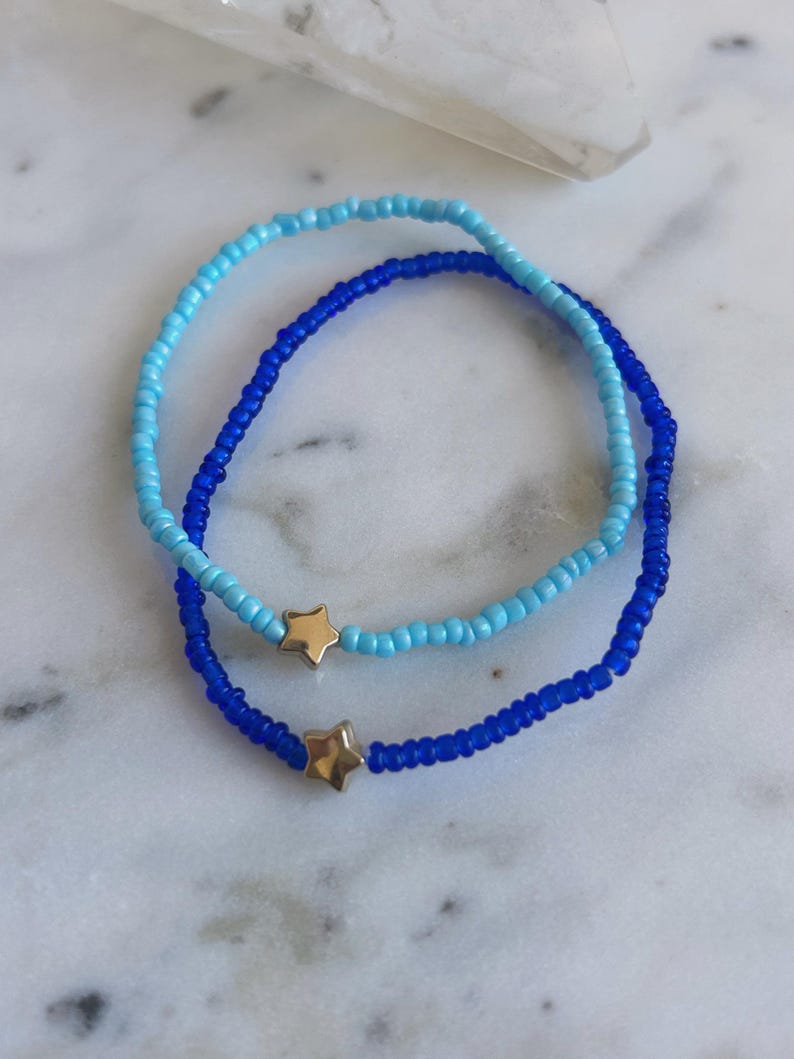 Blue Friendship Bracelet - Dark Blue or Light Blue Iridescent Finish ...