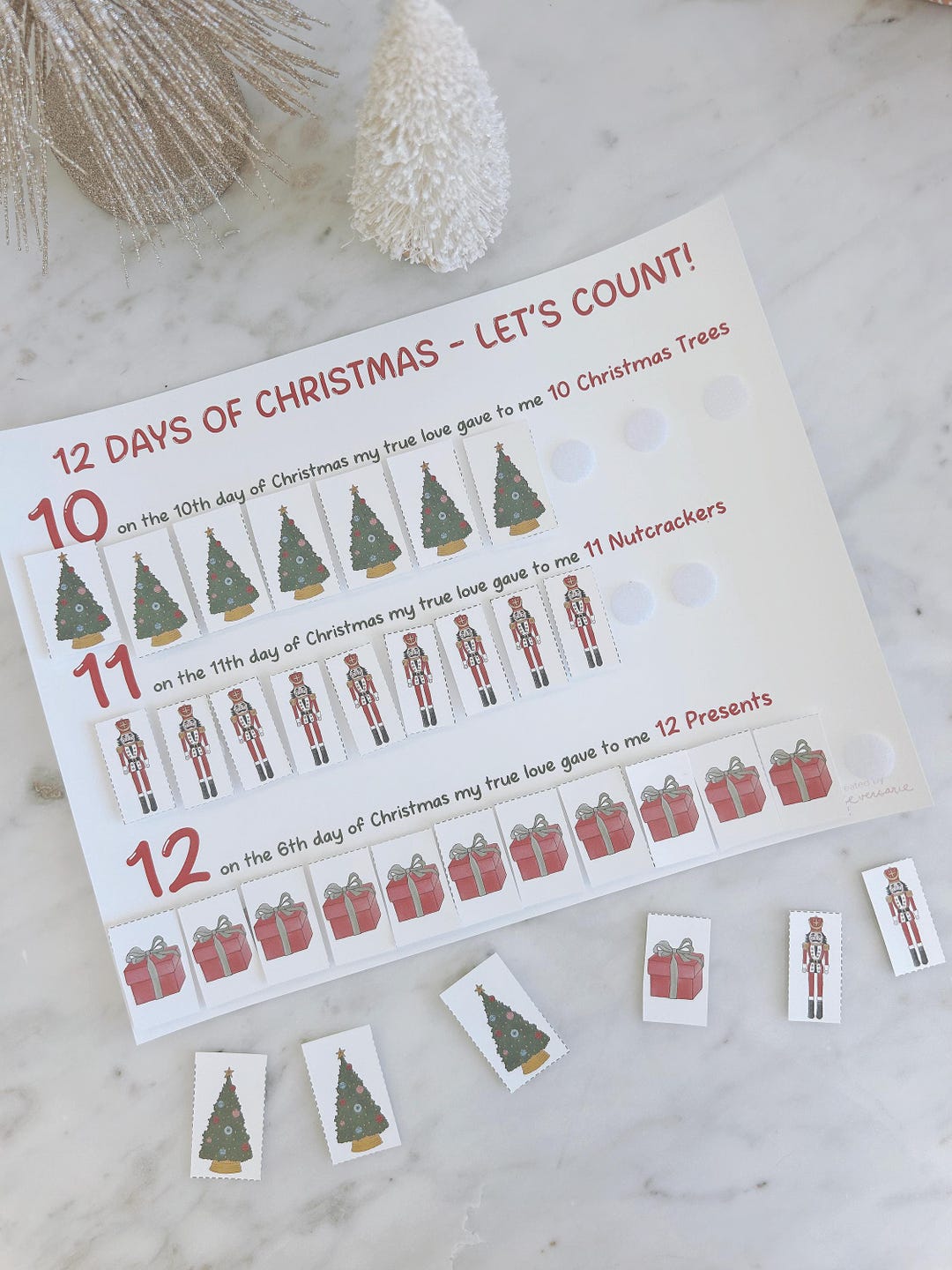 12 Days of Christmas Countdown Printable Activity | Interactive Number ...
