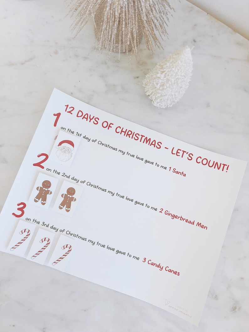 12 Days of Christmas Countdown Printable Activity | Interactive Number ...