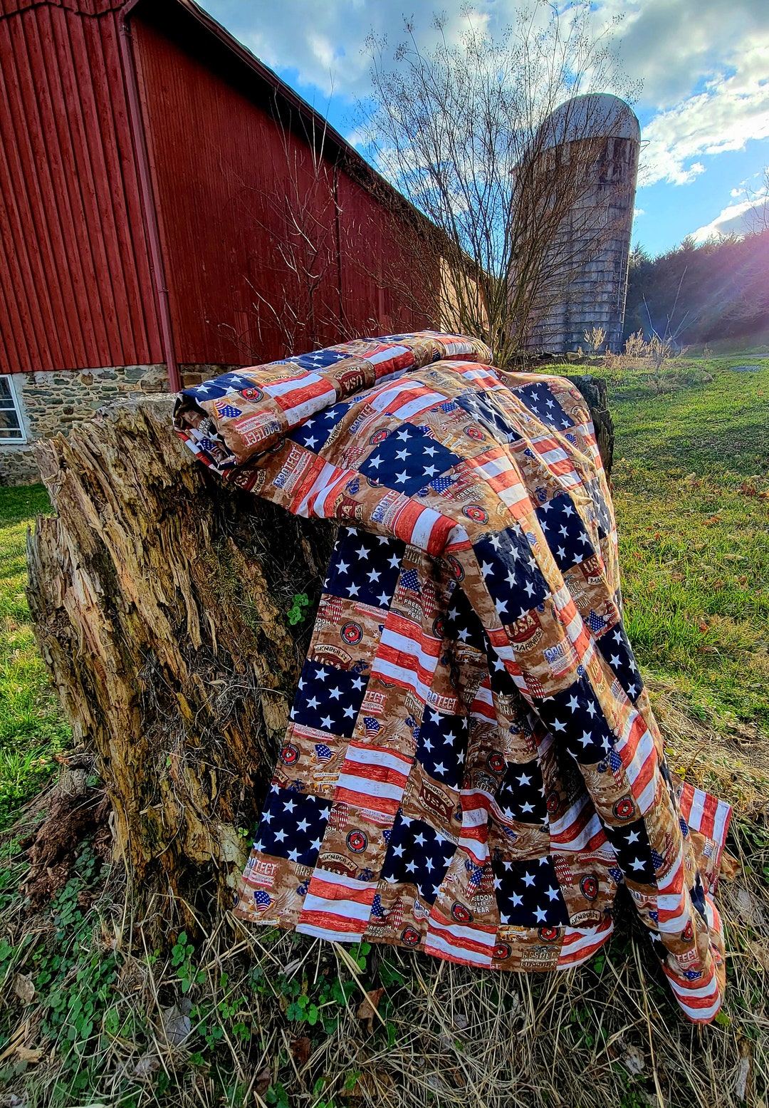 US Marine Corps Homemade Flag Block Quilt made to Order Made in the USA ...