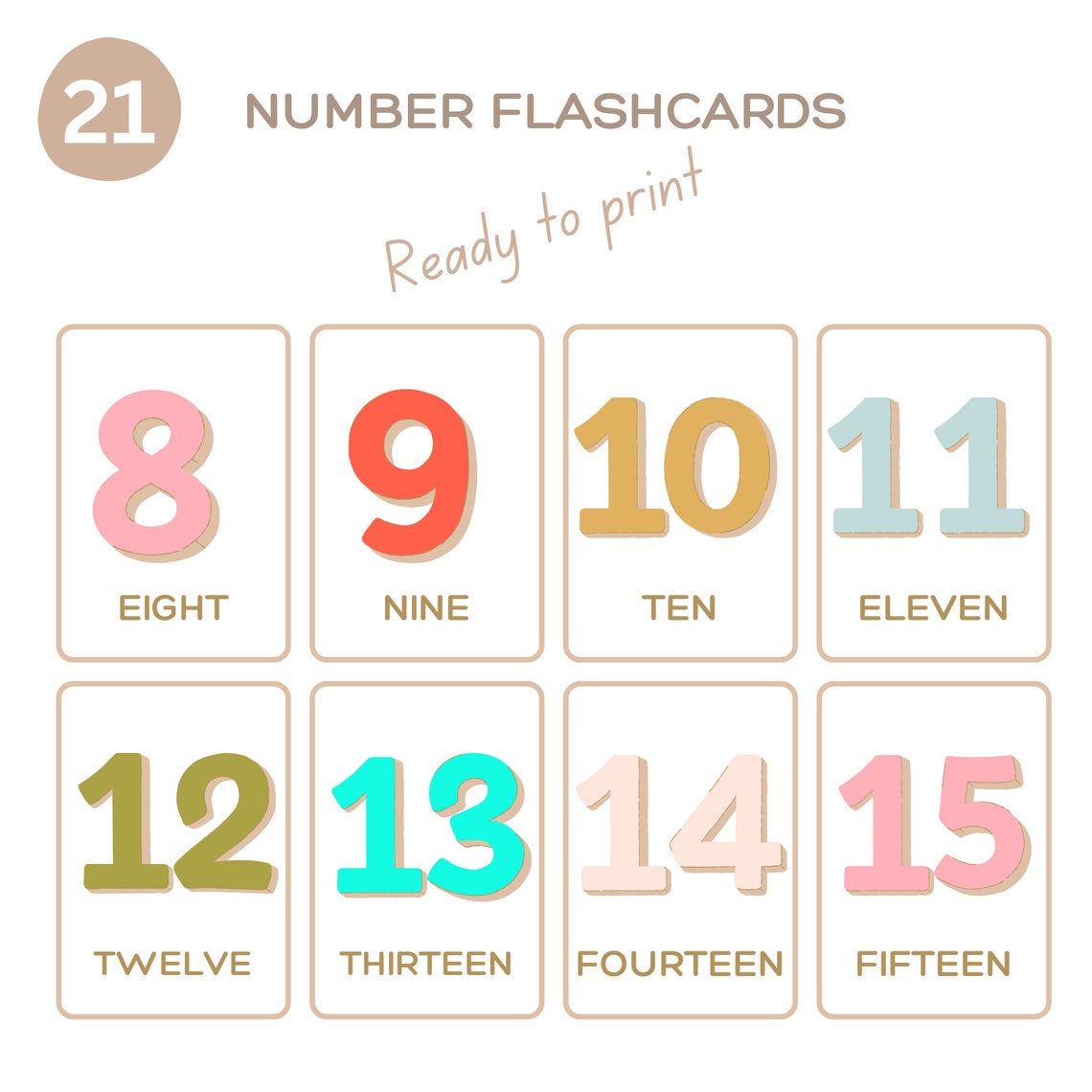 Number Flash Cards Printable Preschool Counting Flash Cards Number ...