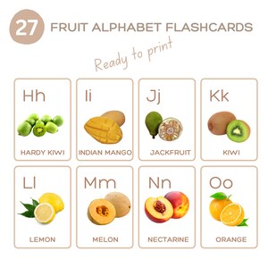 Fruit Alphabet Flashcards Printable A-Z Cards Montessori Flashcards ...