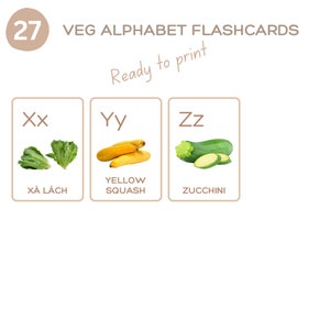 Veg Alphabet Flashcards Printable A-Z Cards Montessori Flashcards ...