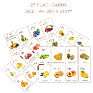 Fruit Alphabet Flashcards Printable A-Z Cards Montessori Flashcards ...