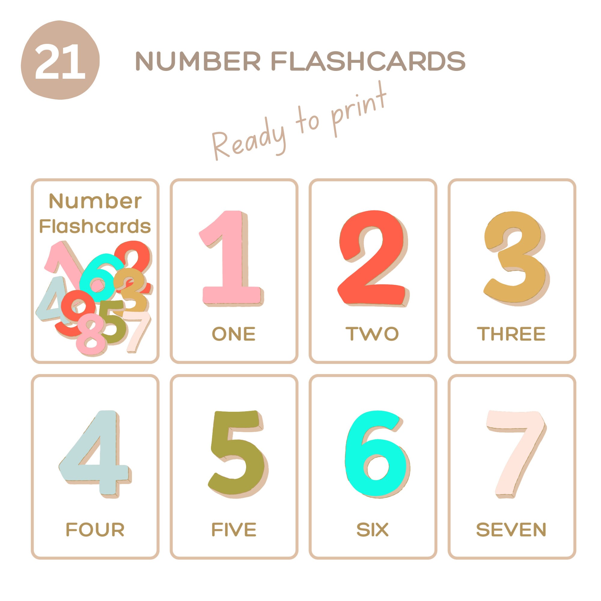 Number Flash Cards Printable Preschool Counting Flash Cards Number ...
