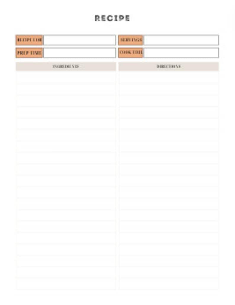 Printable Recipe Book Template - Etsy