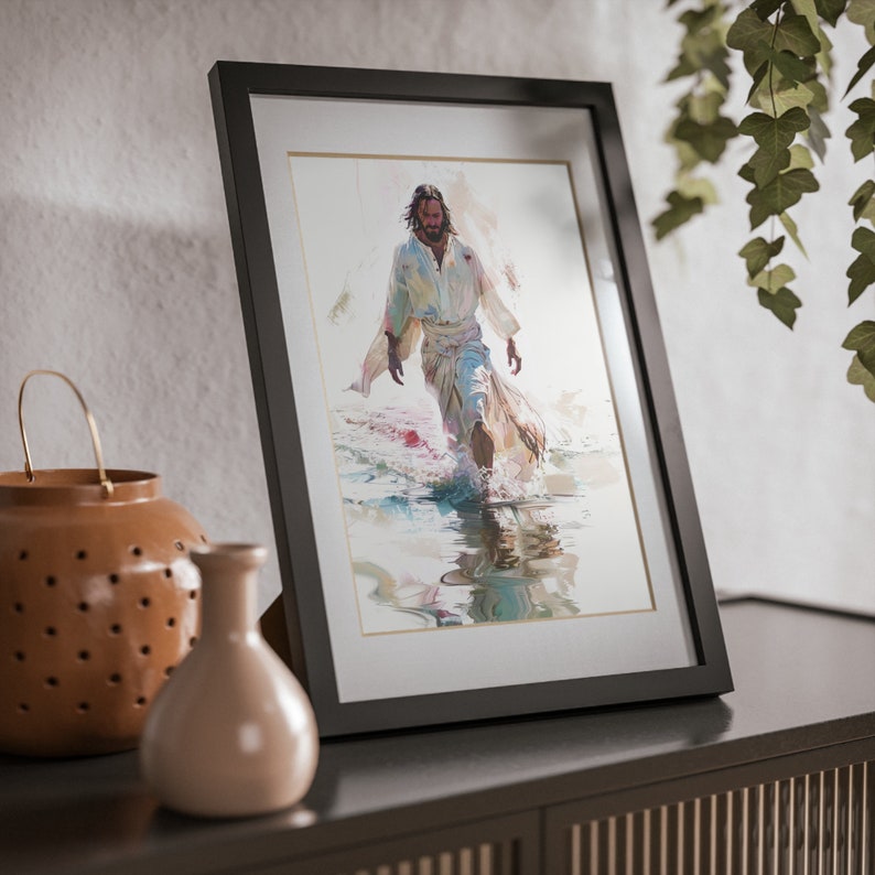 Divine Serenity Jesus Walking on Water Wall Poster Matthew 14 25 33 - Etsy