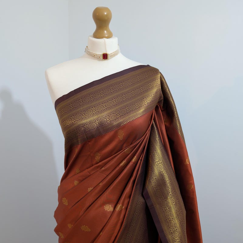 Rust Color Silk Sarees - Etsy UK