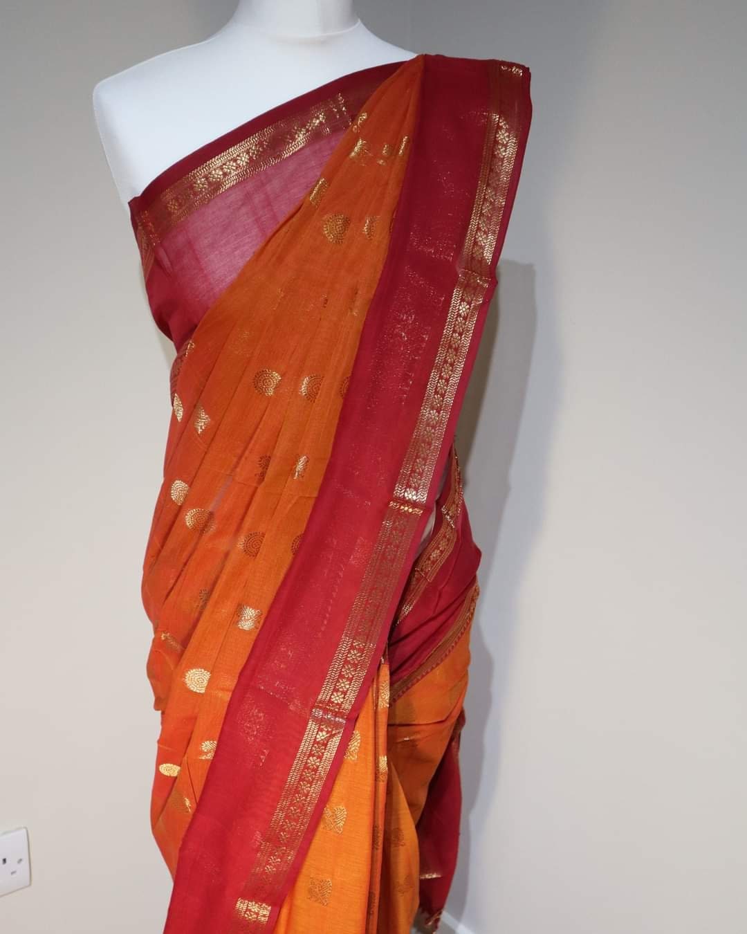 Vermilion Sunset - Saree - Etsy UK