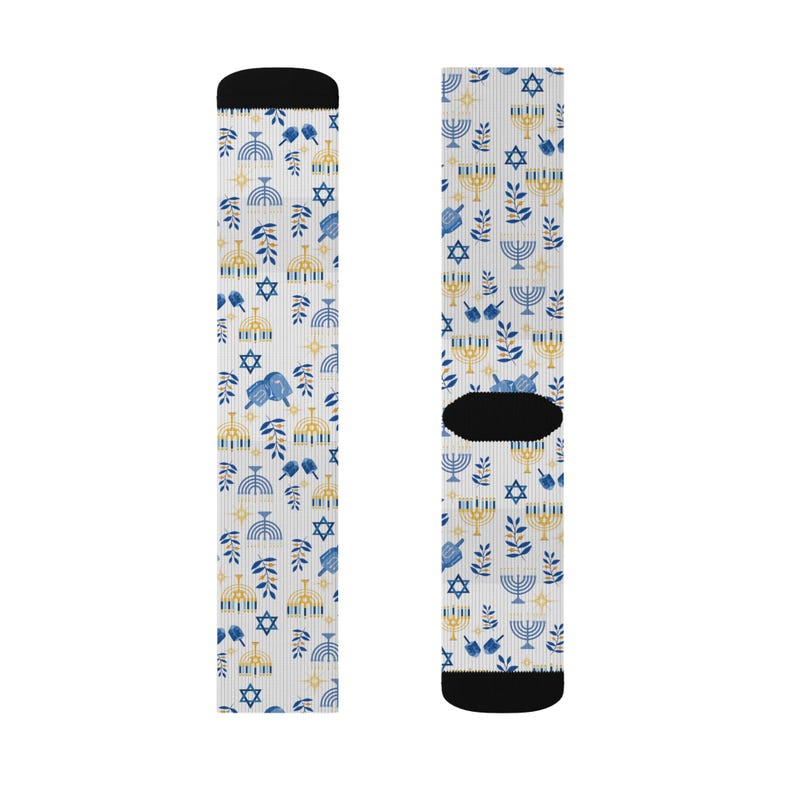 Hanukkah Sublimation Socks, Jewish Holiday Menorah Dreidel Star of ...