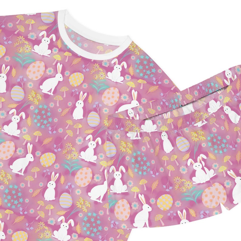 Cute Bunny Easter Pajama Set, Women's Loungewear, Short Sleepwear for ...