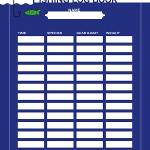 Printable Fishing Log Book, Notebook: Record You Catch, Fisherman's ...
