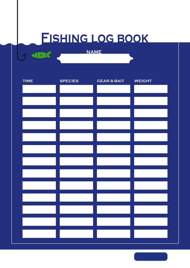 Printable Fishing Log Book, Notebook: Record You Catch, Fisherman's ...
