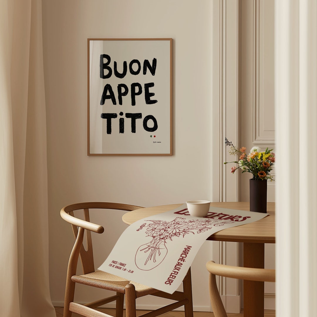 Buon Appetito Poster I Italian Poster I Black and White Wall Art I ...
