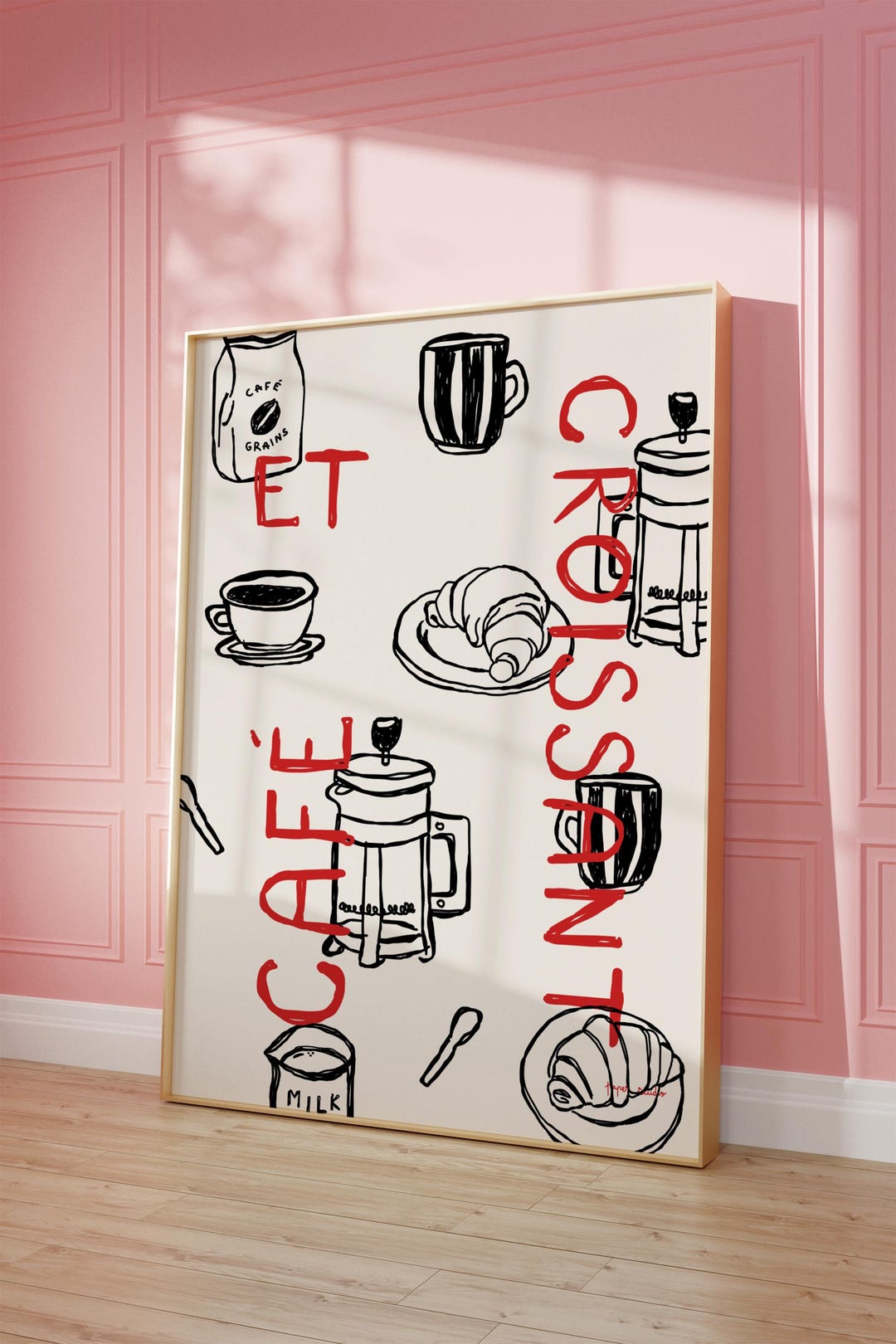 Caffe Poster, Cafe Poster, Hand Drawn Coffee Bar Print, Retro Coffee ...