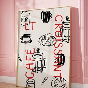 Caffe Poster, Cafe Poster, Hand Drawn Coffee Bar Print, Retro Coffee ...