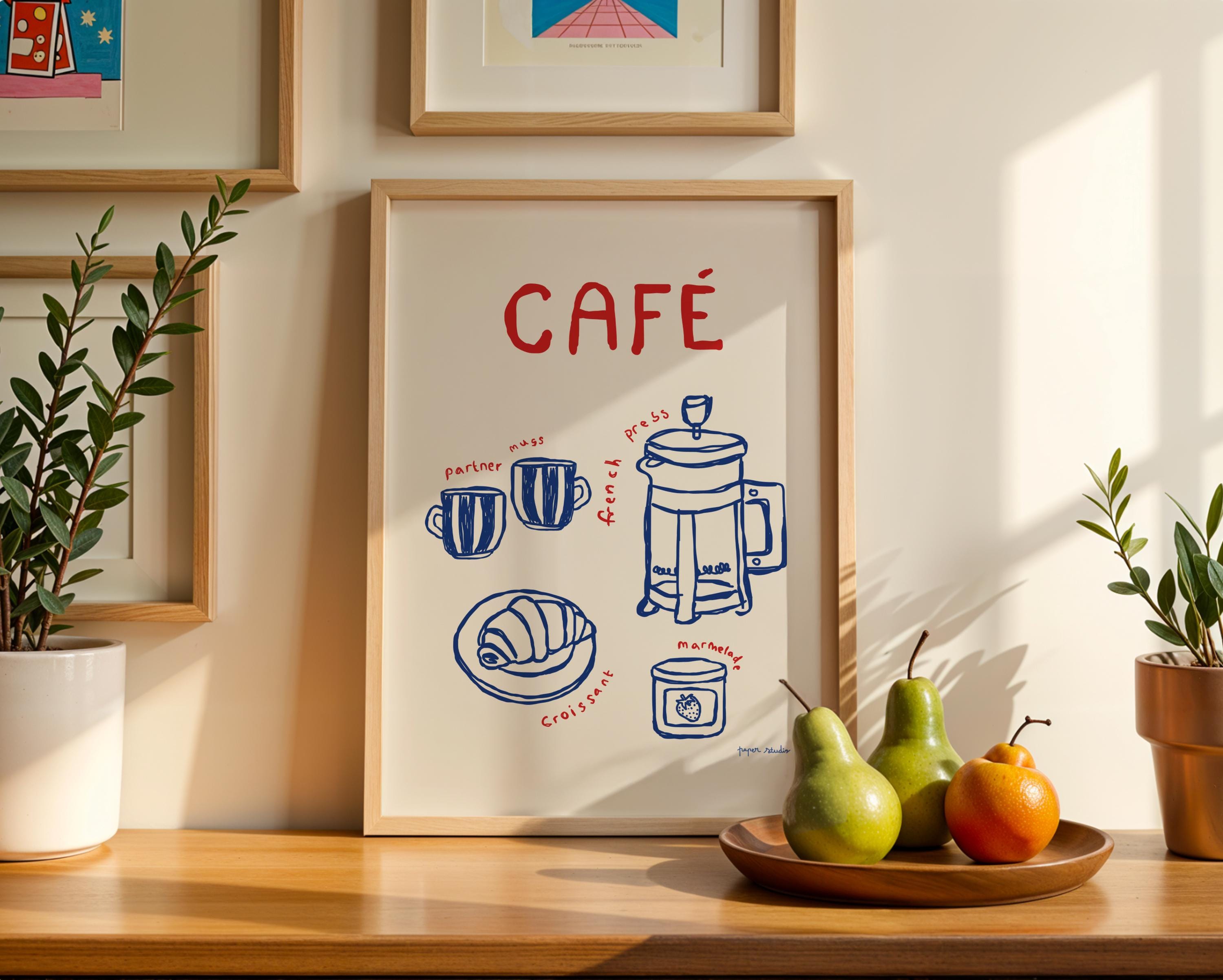 Cafe Print, Hand Drawn Coffee Bar Print, Coffee Poster, Retro Coffee ...