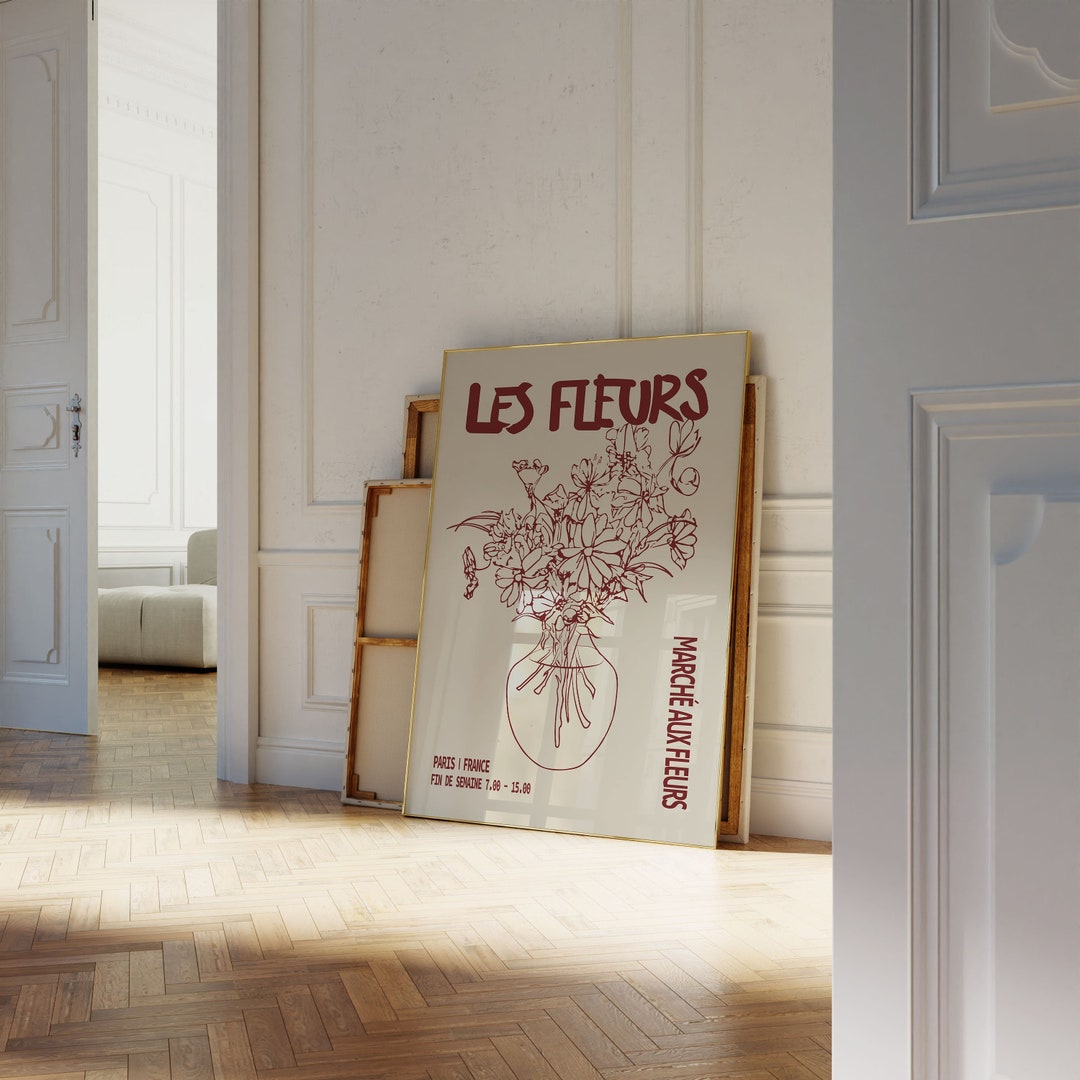 Les Fleurs Poster I Flower Market Print I Bouquet Art I Flower Vase ...