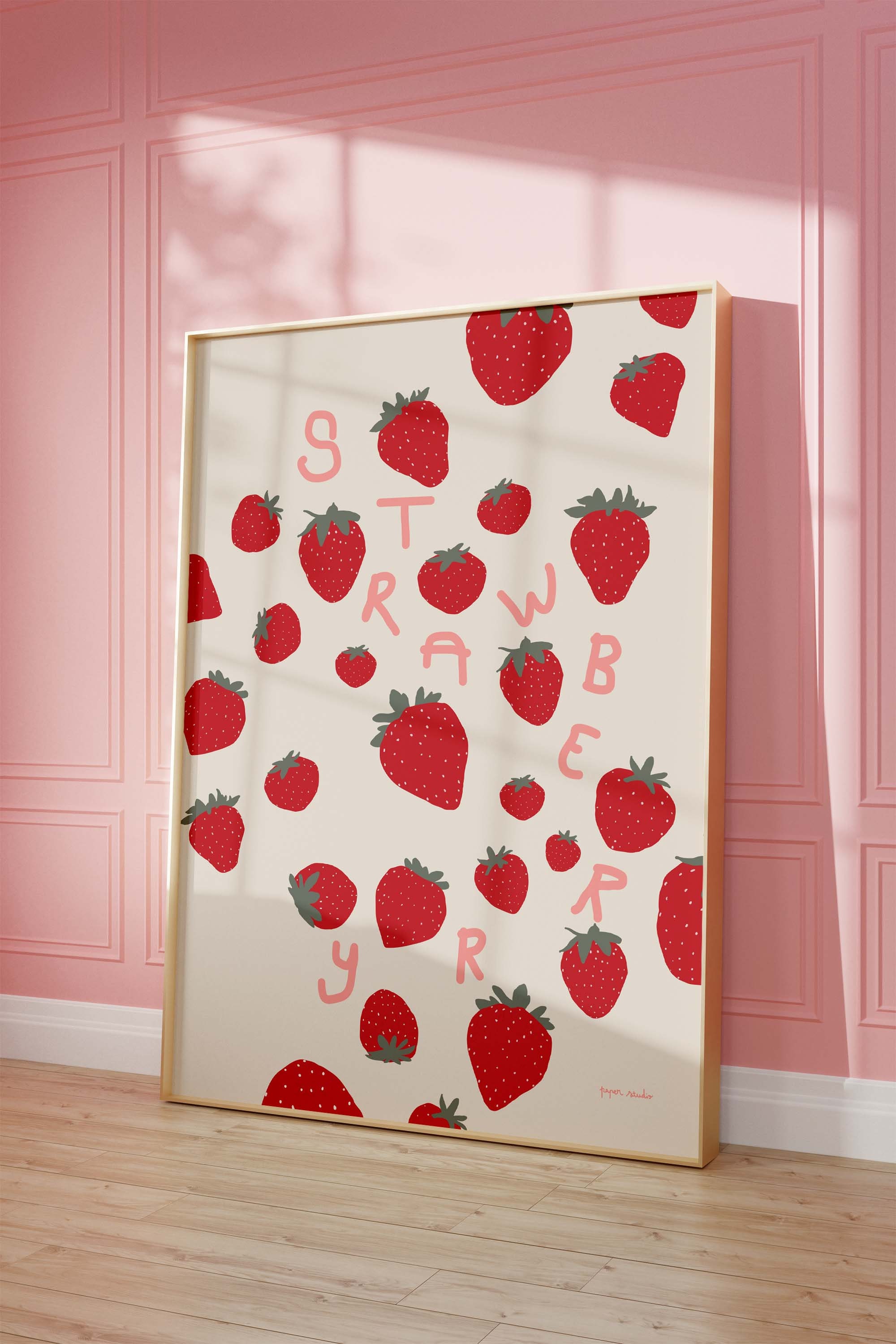 Strawberries Print I Strawberry Illustration Art I Strawberry Wall Art ...