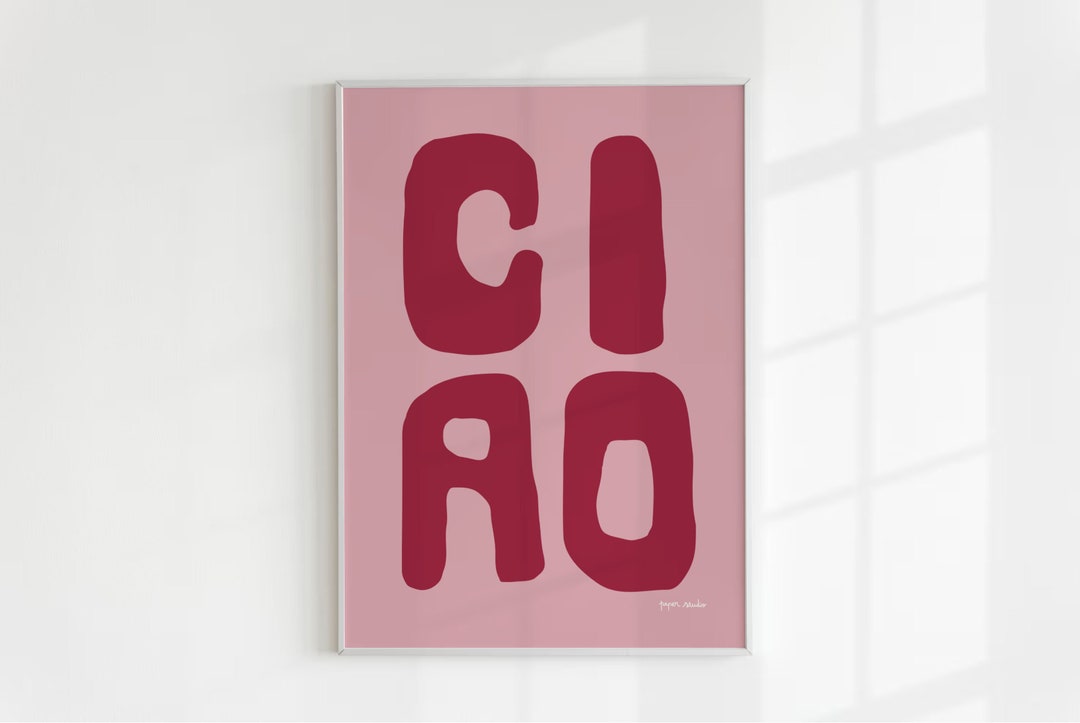 Ciao Print I Italian Ciao Poster I Italian Typography Poster I Red and ...