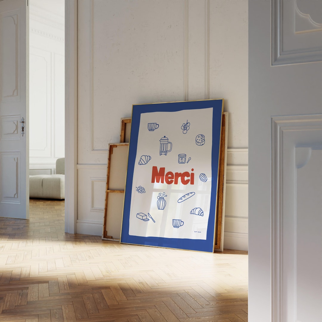 Merci Poster I Merci Printable Art I Typography Poster I Paris Print I ...