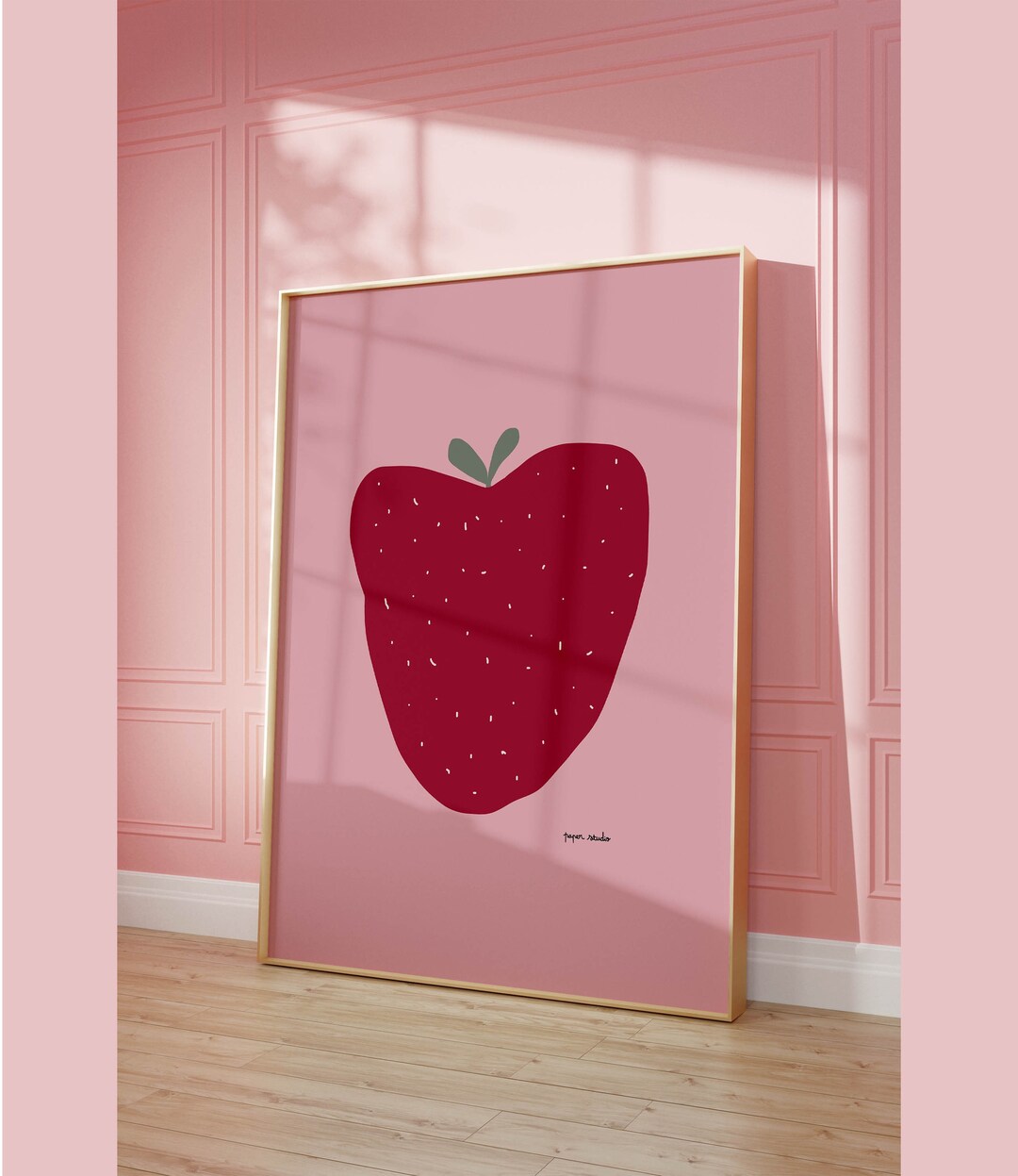 Strawberry Wall Art I Strawberry Illustration Art I Aesthetic Room ...