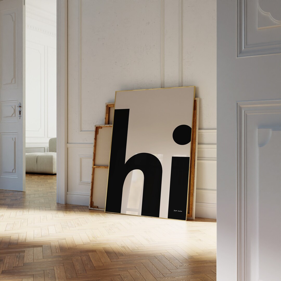 Hi Poster I Printable Hi Typography Poster I Bold Statement Black ...