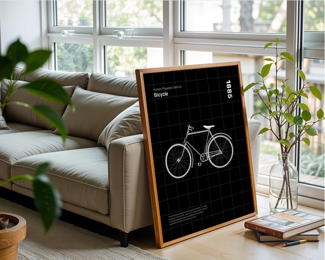 Modern Bicycle Art Print, Minimalist Home Decor Bike Illustration ...
