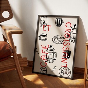 Caffe Poster, Cafe Poster, Hand Drawn Coffee Bar Print, Retro Coffee ...