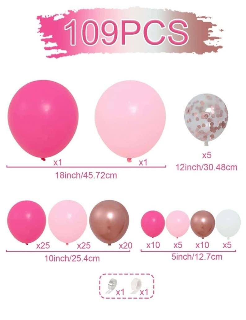109 Pcs Pink Balloon Garland Arch Kit - Etsy