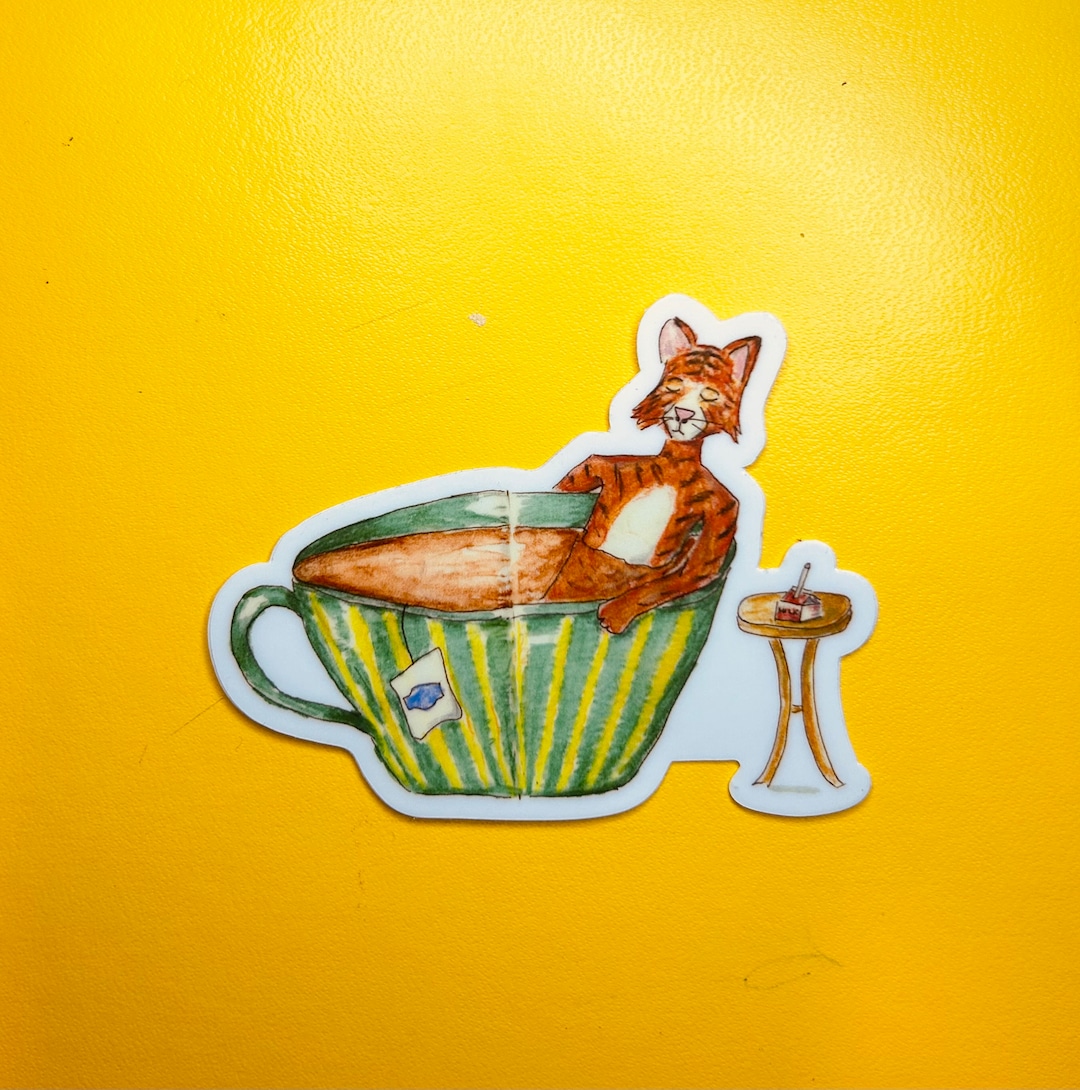 Tiger Tea Vinyl Sticker, Tiger Sticker, Die-cut Sticker, Water Bottle ...