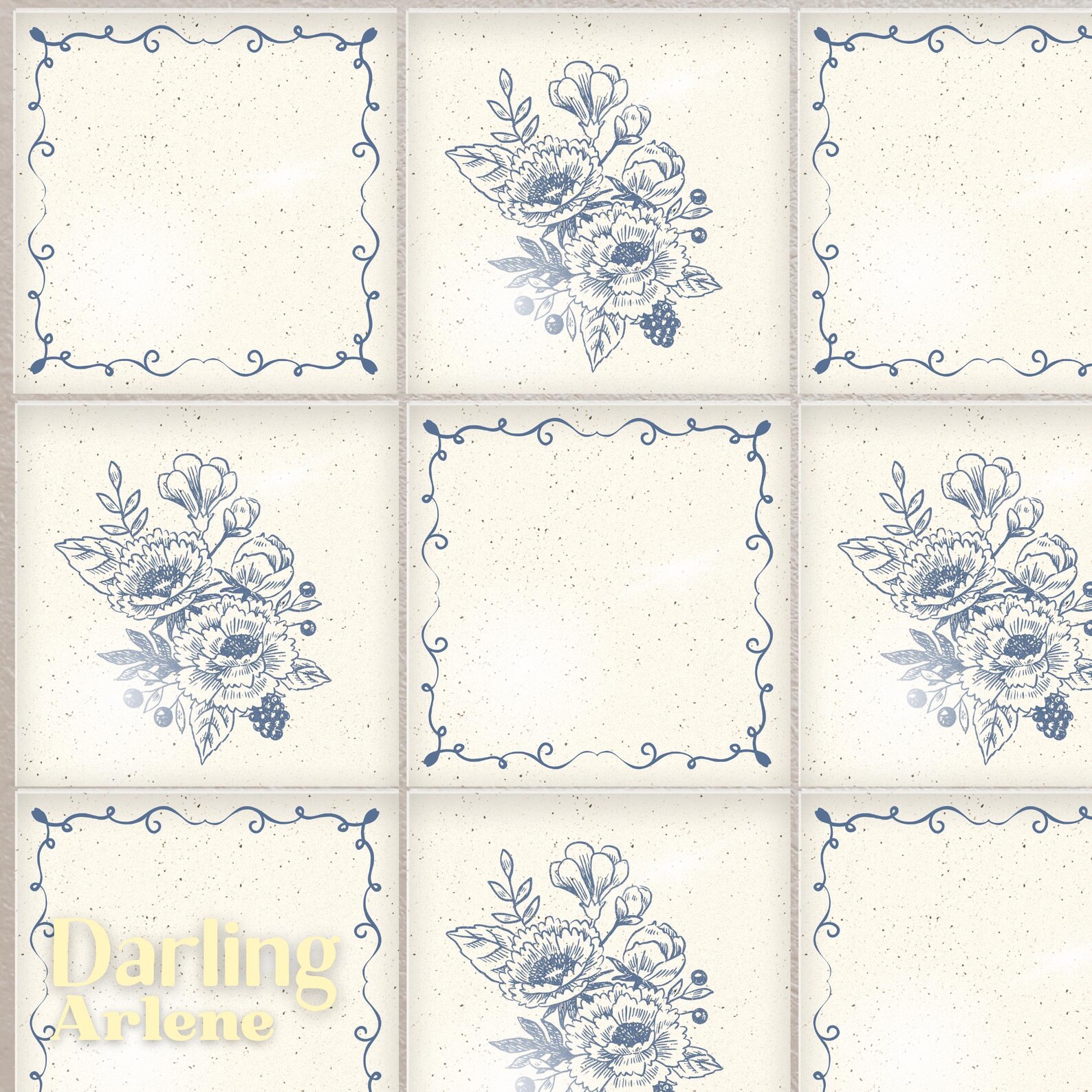 Grandma's Kitchen Tile Clip Art Package | Floral Vintage Art | Rose ...