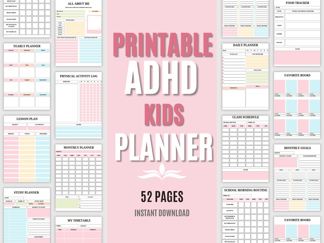 ADHD Planner for Kids Study Planner for Kids School Planner for ADHD ...