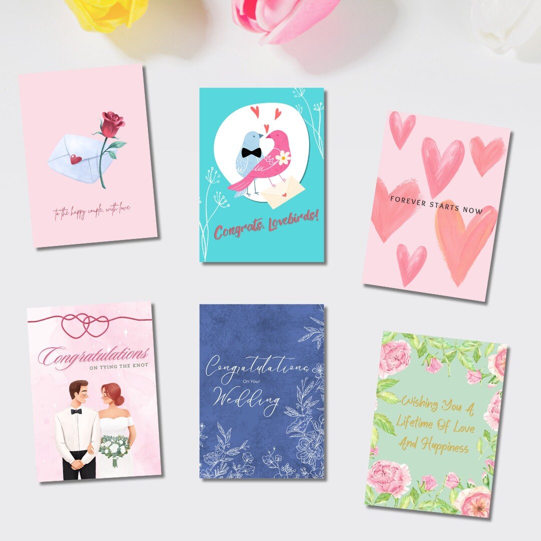 Wedding Cards Set of Six, Wedding Cards Pack of Six. - Etsy