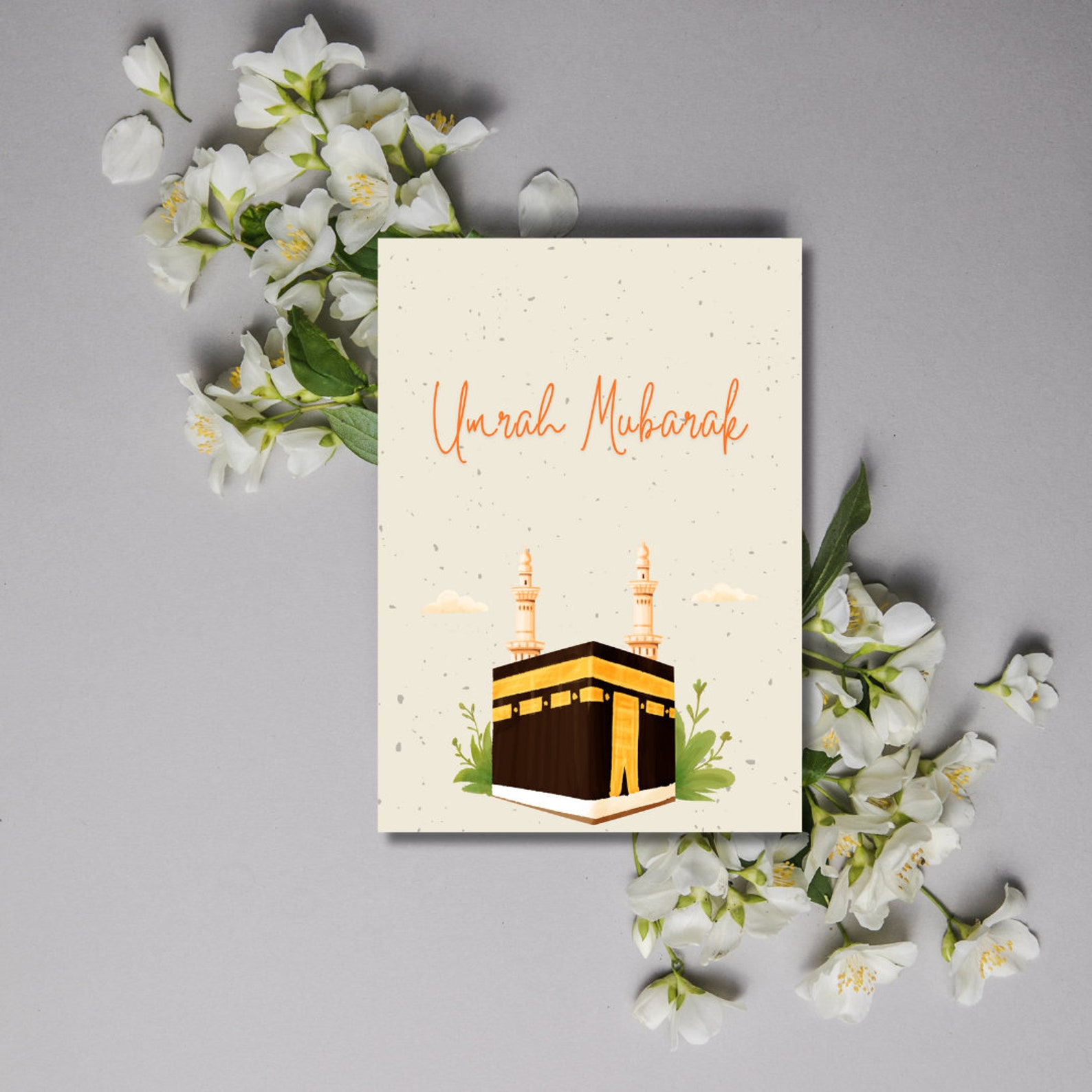 Umrah Mubarak Card, Umra Greeting Card, Umrah Muslim Holiday Card ...