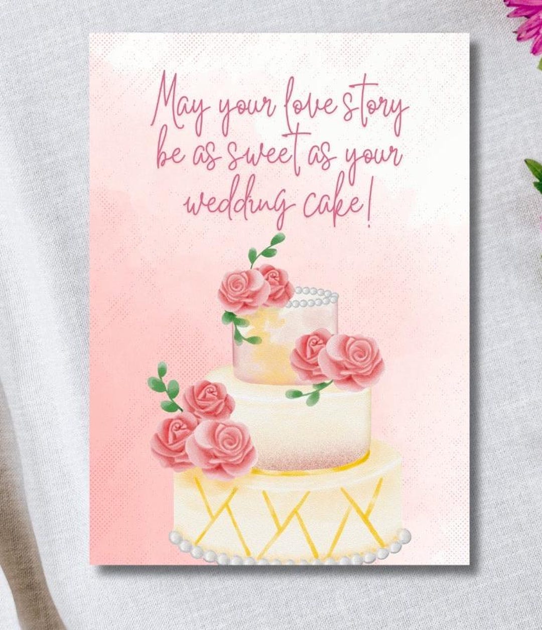 Wedding Greeting Card, Wedding Cake Greeting Card , Sweet as Cake ...