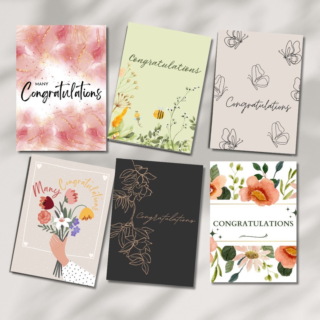 Congratulations Blank Cards Set of Six, Congratulations Blank Cards ...