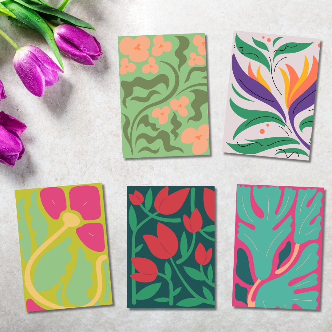 Floral Blank Cards Set of Five, Flower Blank Cards Pack of Five - Etsy