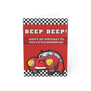 First Birthday Card for Boy, Car Birthday Card, Beep Beep Birthday Card ...