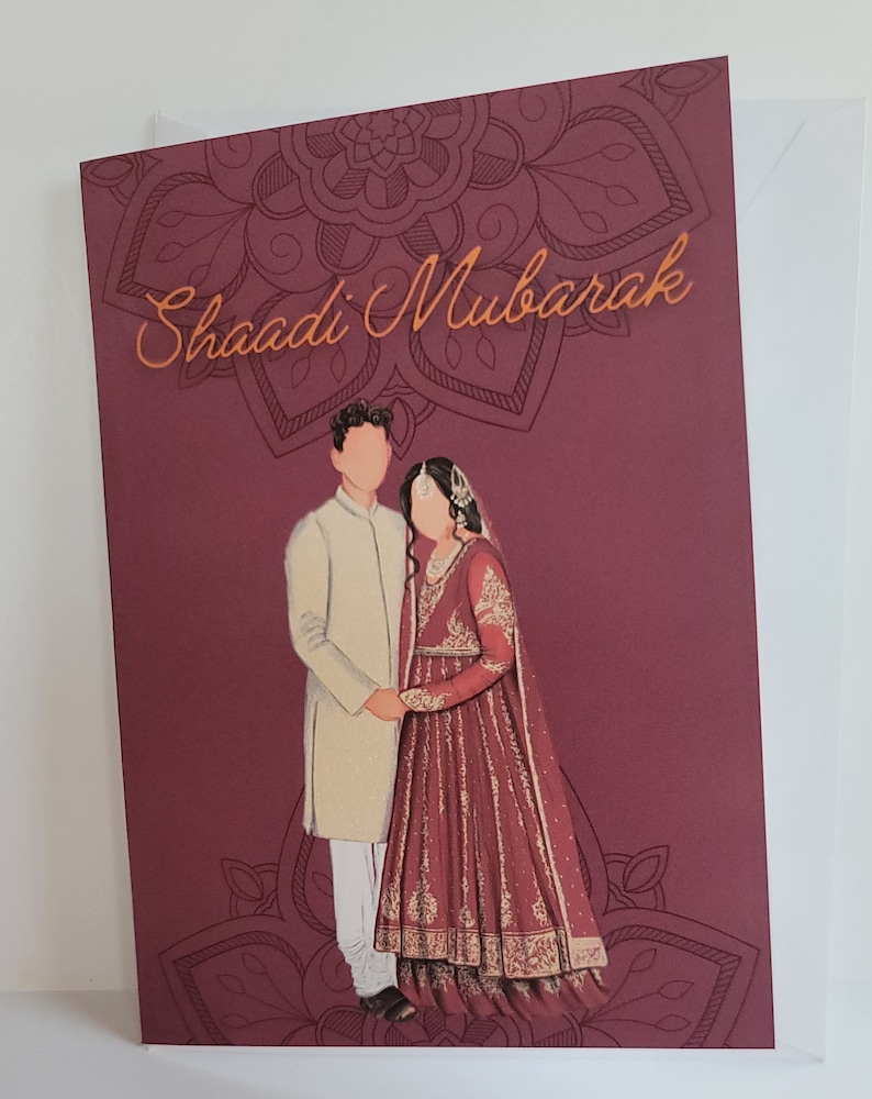 Shadi Mubarak Wedding Card, Indian Pakistani Bride and Groom - Etsy