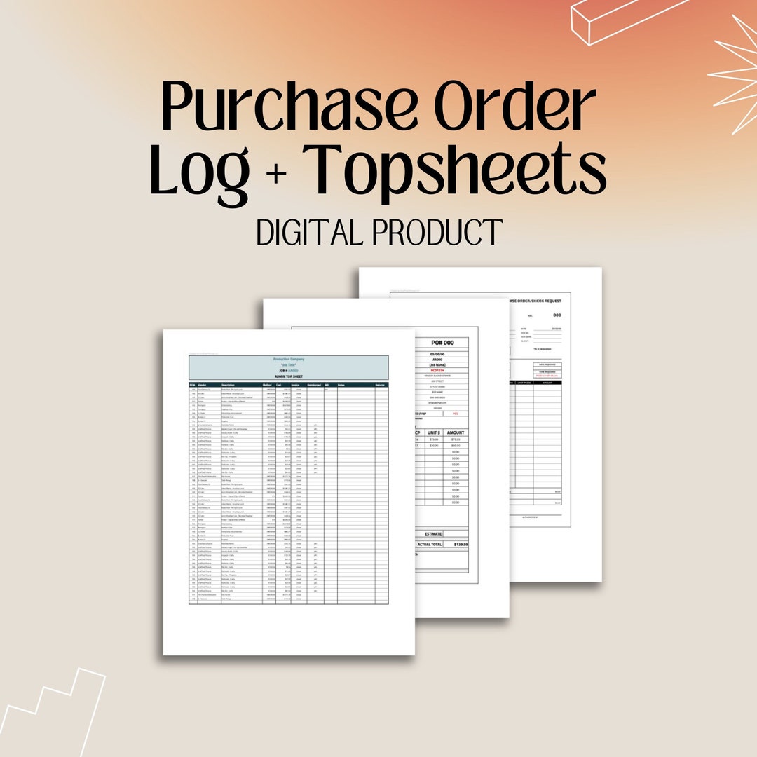 Purchase Order Log Top Sheets digital Download - Etsy