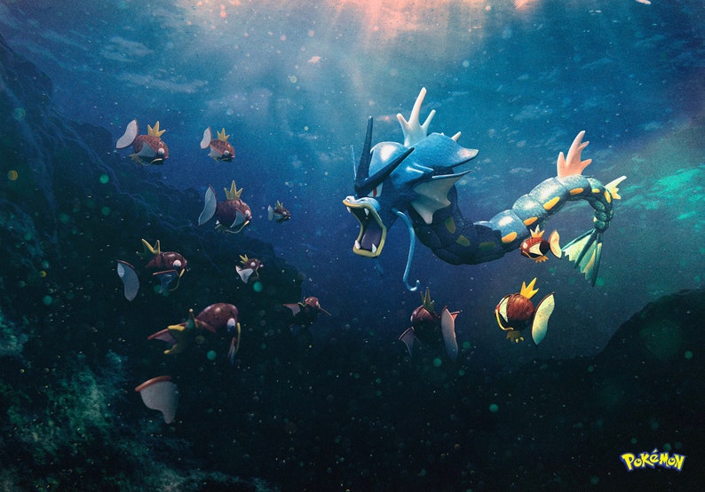 Gyarados & Magikarps Pokemon Trading Card Game Poster 2022 - Etsy