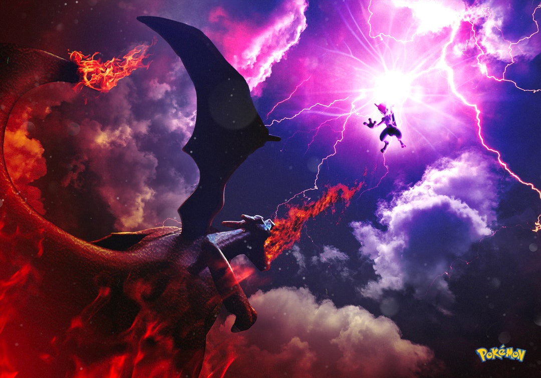 Charizard VS Mewtwo Pokemon Trading Card Game Poster 2022 - Etsy