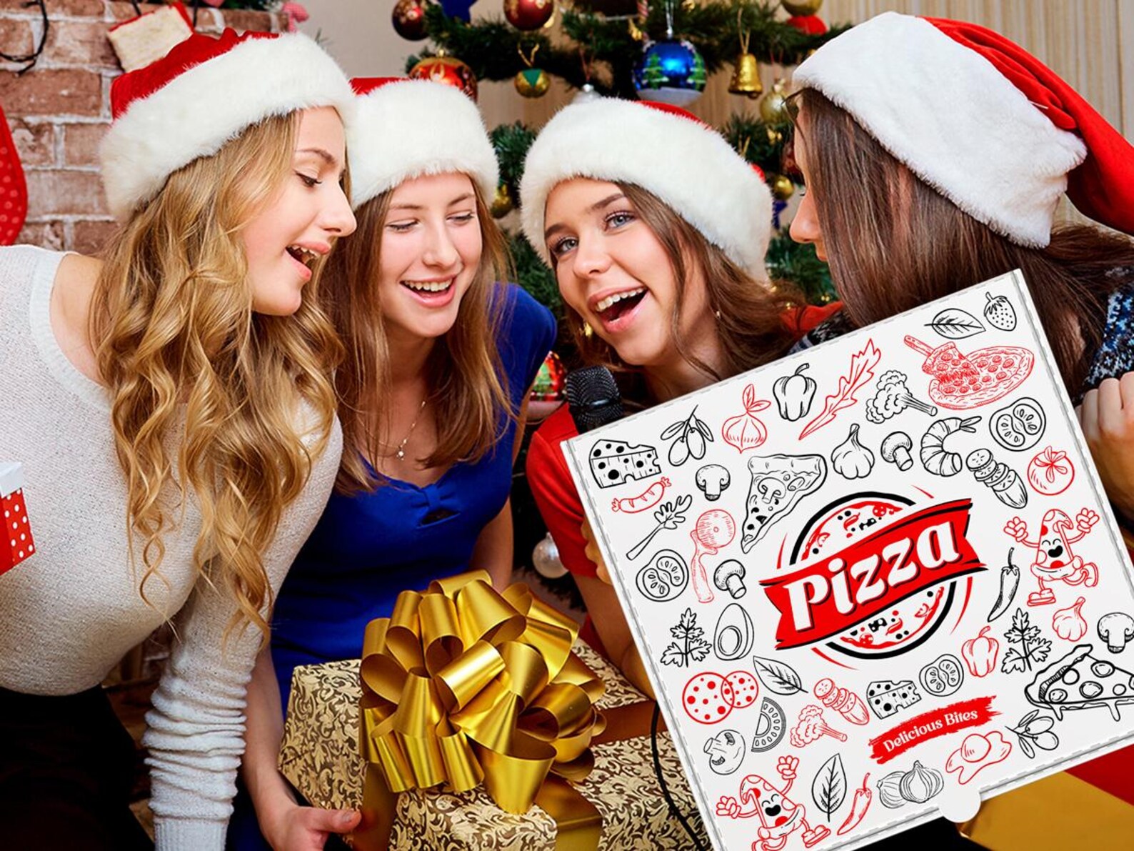 Hand-drawn Pizza Box Design Templates Custom Creative Packaging for ...