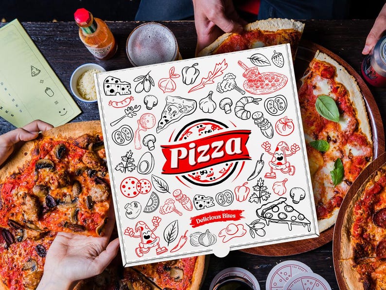 Pizza Box Design Templates for Restaurants - Etsy