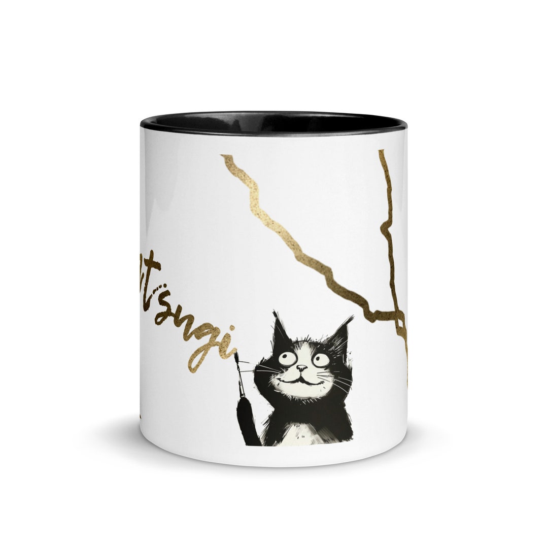 Kintsugi Mug Kintsugi Cat Kintsugi Gold Repair Ceramic Pottery ...