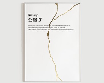 Kintsugi Definition Print Japan Printable Wall ART Quote Print ...
