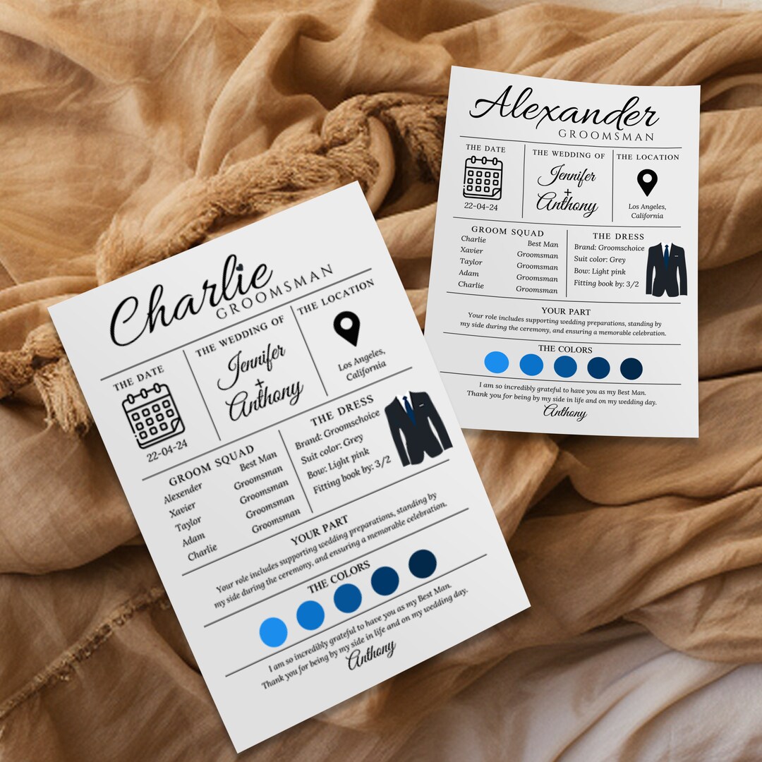 Groomsmen Info Card, Printable Groomsmen Proposal Card, Groomsmen Gifts ...