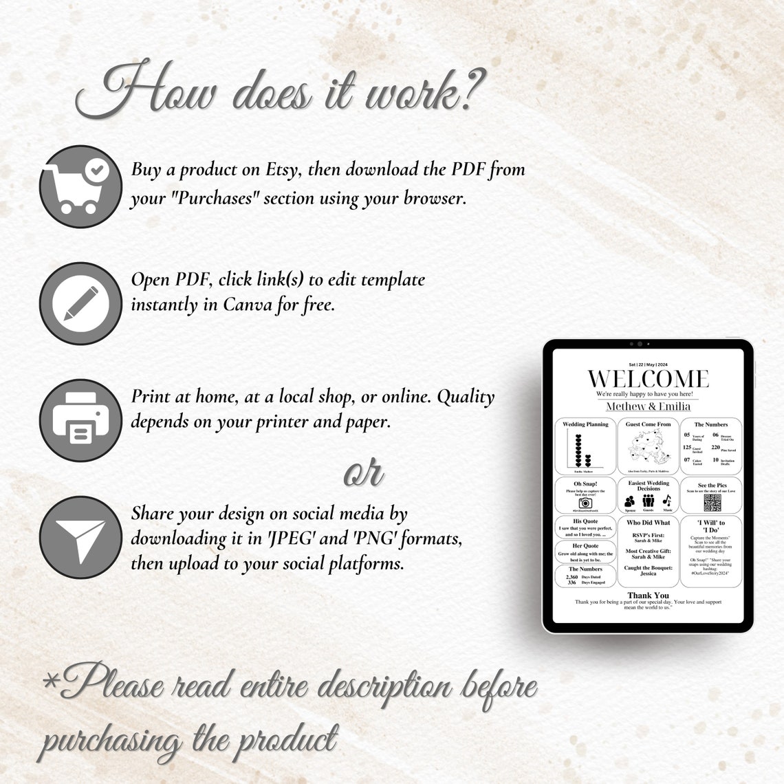 Infographic Wedding Sign, Printable Wedding Welcome Sign, Editable Fun ...